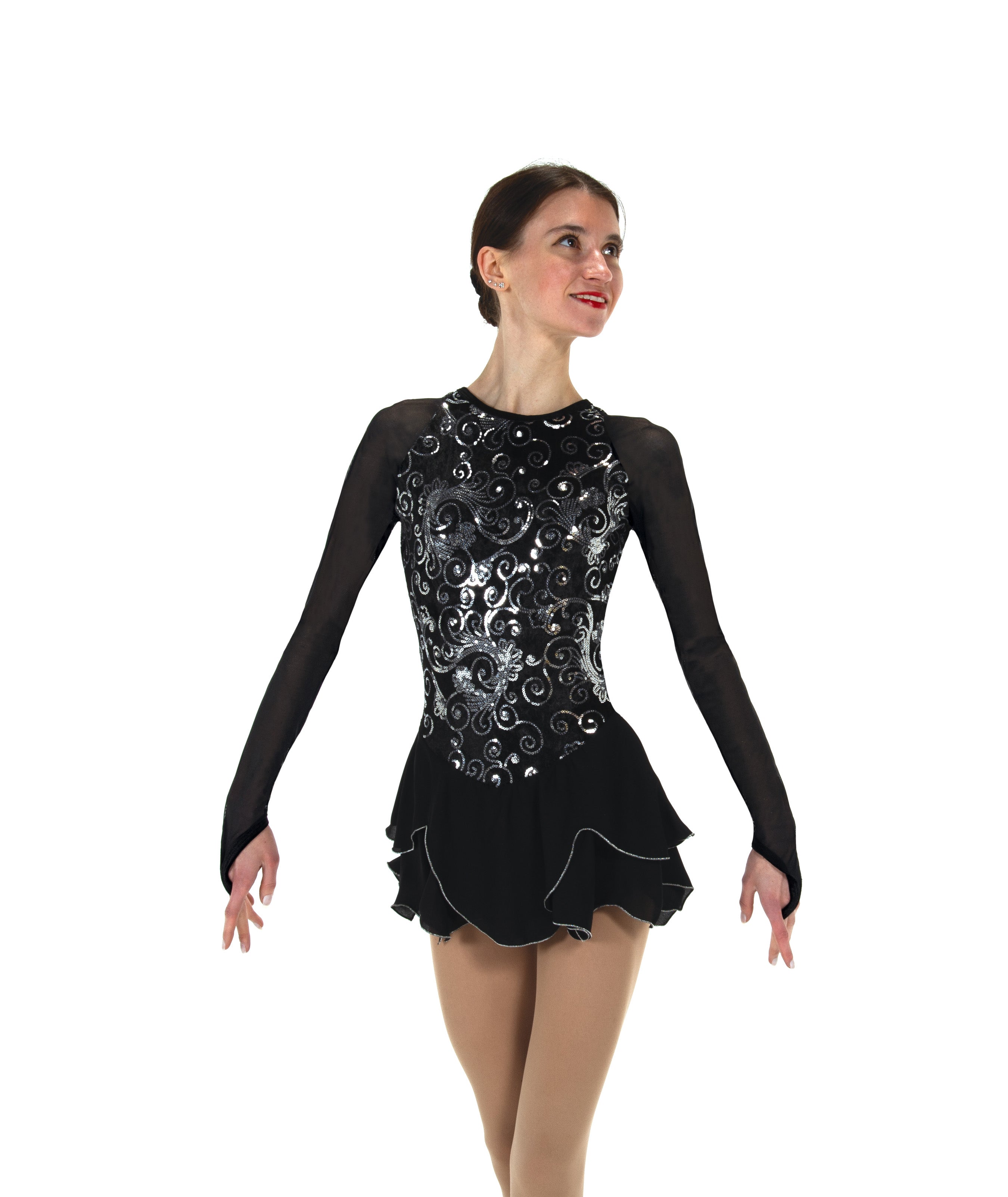 Silverqueen Dance Skate Dress - JR522 | Velvet, Sequins, Mesh